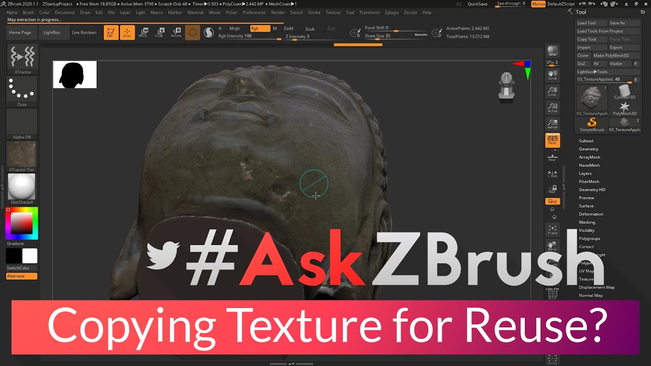 #AskZBrush: “Is there a way I can copy texture from one part of a model to another?” – ZBrushLIVE