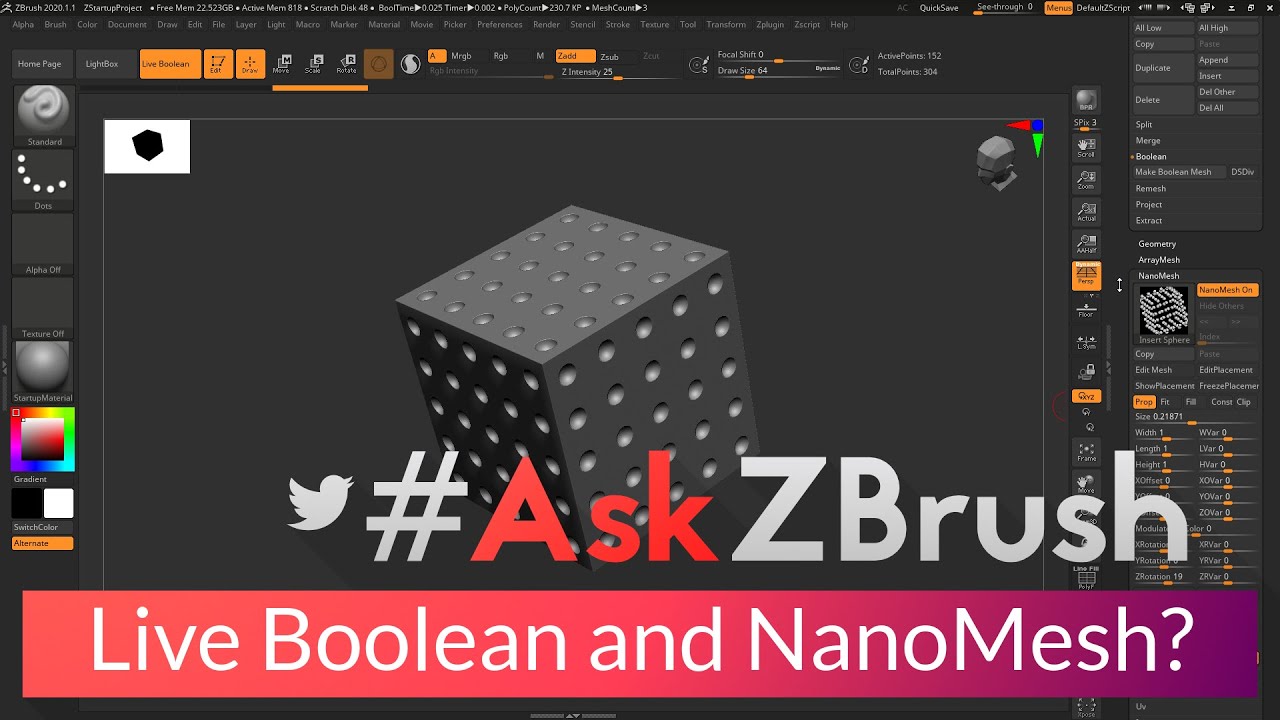 #AskZBrush: “How can I use Live Boolean with a NanoMesh Subtool ...